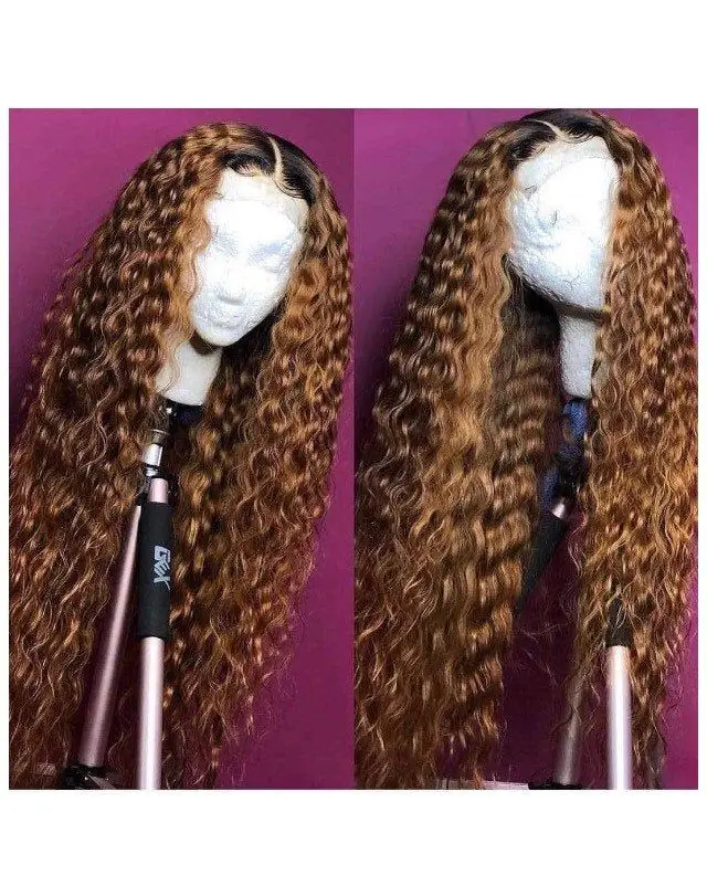 Sunlight Ombre Human Hair Wigs 30# Highlight Color Lace Front Wig 150 ...